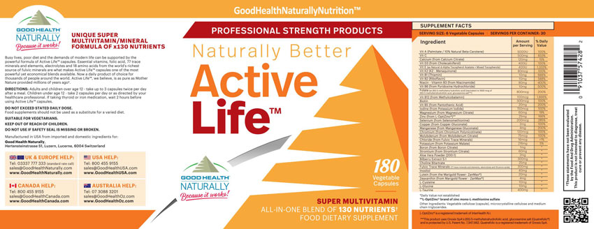 Good Health Naturally - Active Life 180 Capsules - Totally Healthful