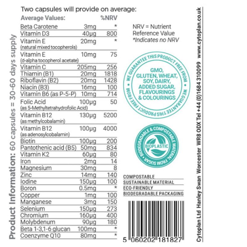 Cytoplan 50+ a Multi-Vitamin Supplement with CoQ10 | Vegan