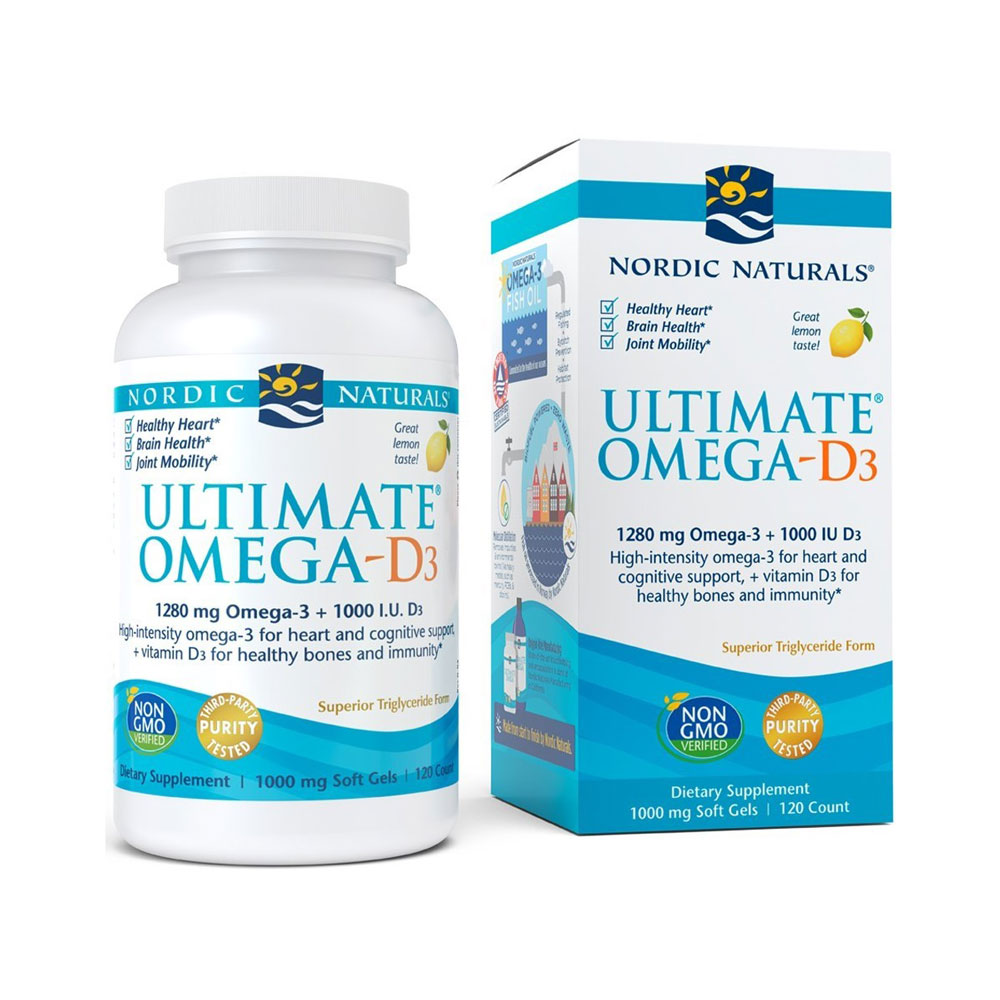 Nordic Naturals Ultimate Omega D3 -1280mg Omega 3 + 1000IU D3 Lemon ...