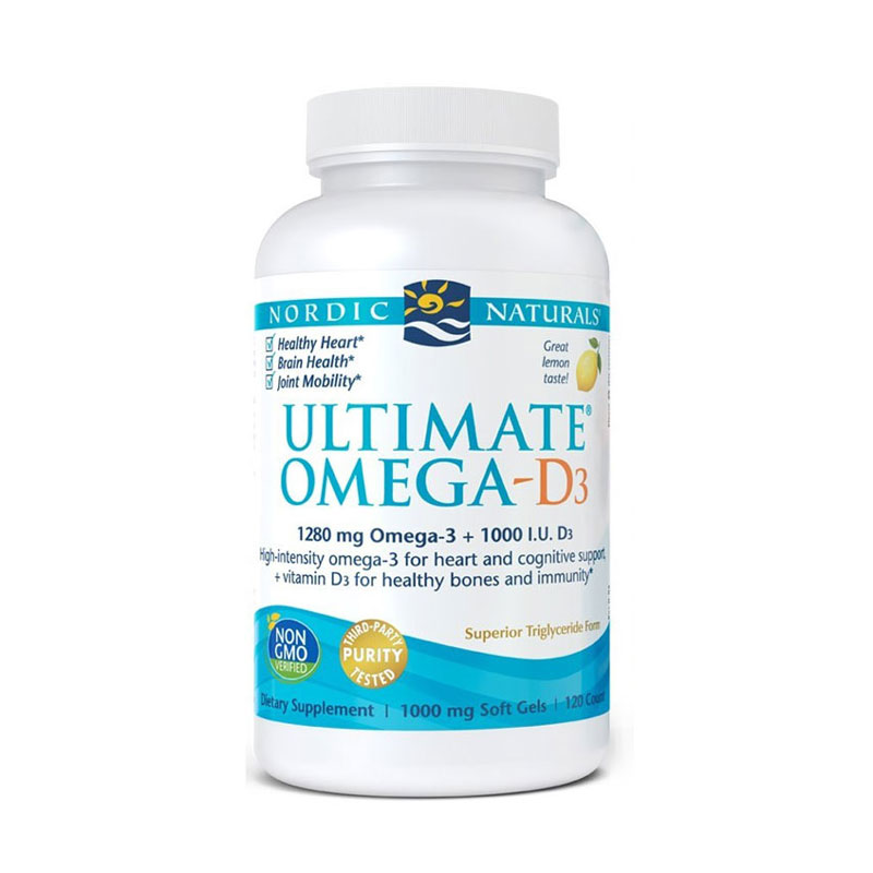 Nordic Naturals Ultimate Omega D3 -1280mg Omega 3 + 1000IU D3 Lemon ...